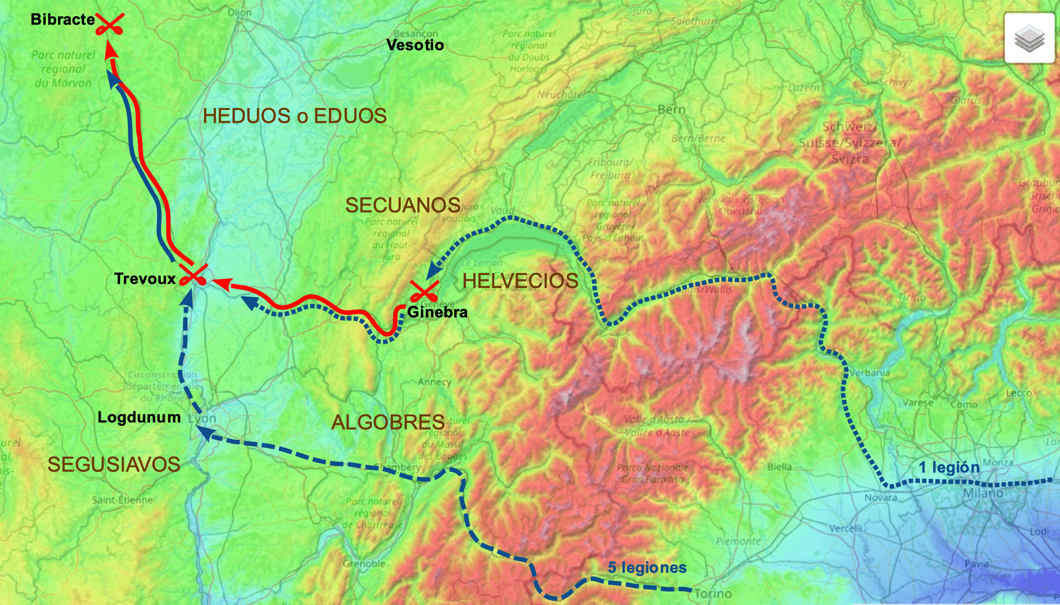Campaña contra los helvecios (58 AC) - Arre caballo!