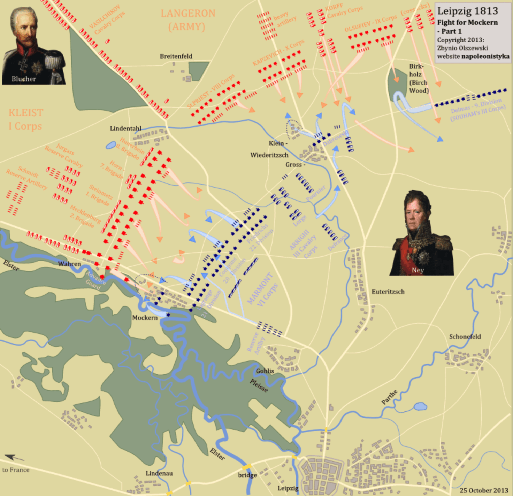 Batalla de Leipzig. Desarrollo de la batalla el 16 de octubre de 1813 ...