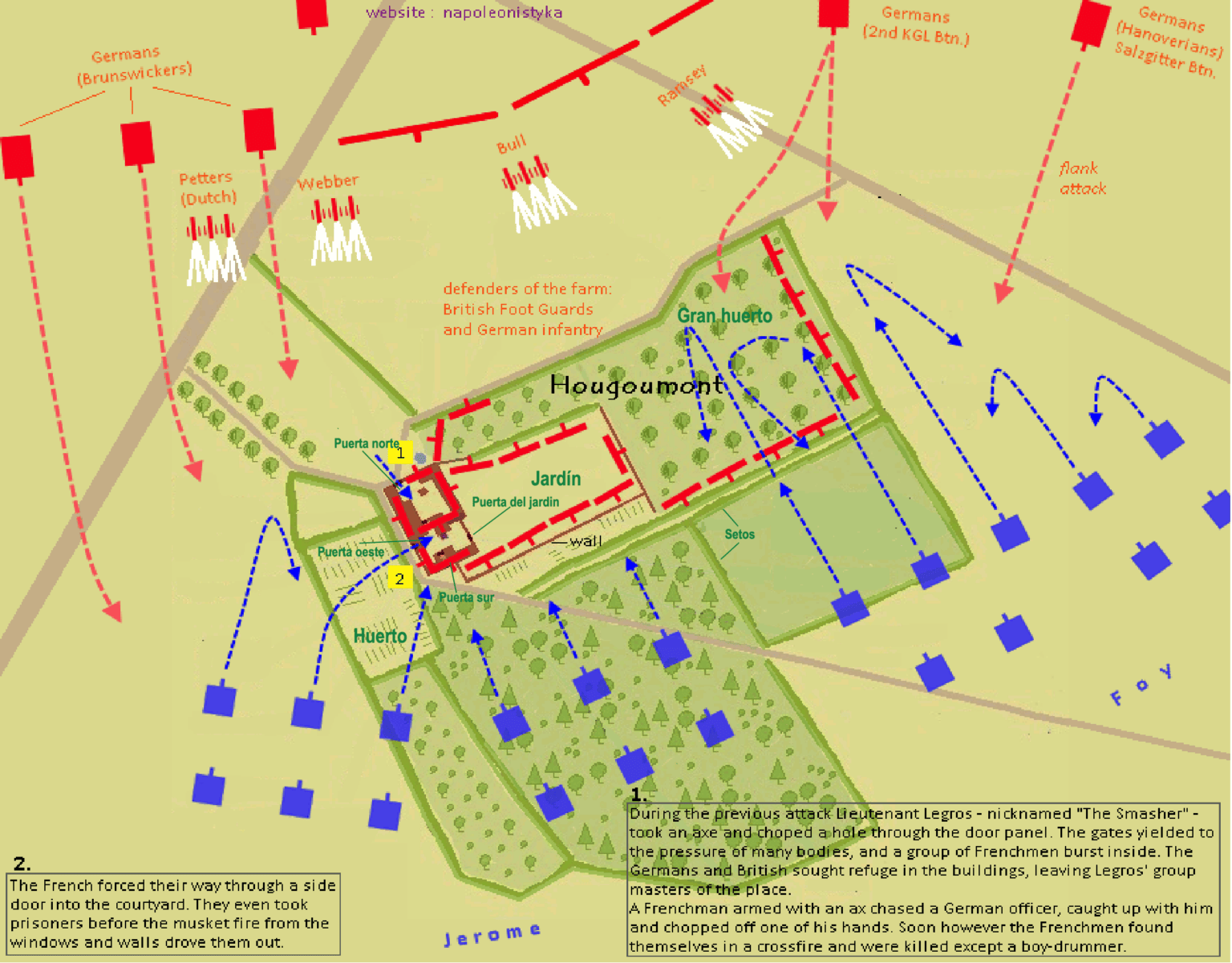 Batalla de Waterloo (18 de junio de 1815). Lucha por Hougoumont - Arre ...