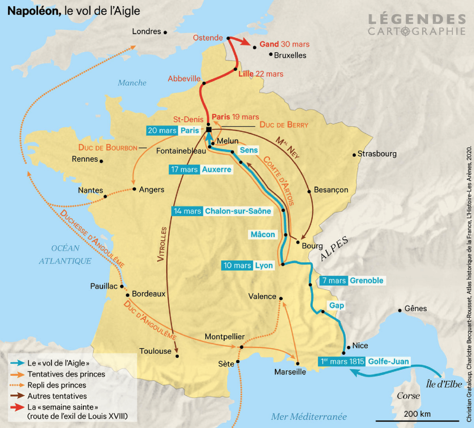 Marcha de Napoleón a París (2 al 20 de marzo de 1815). Vuelo del Águila ...